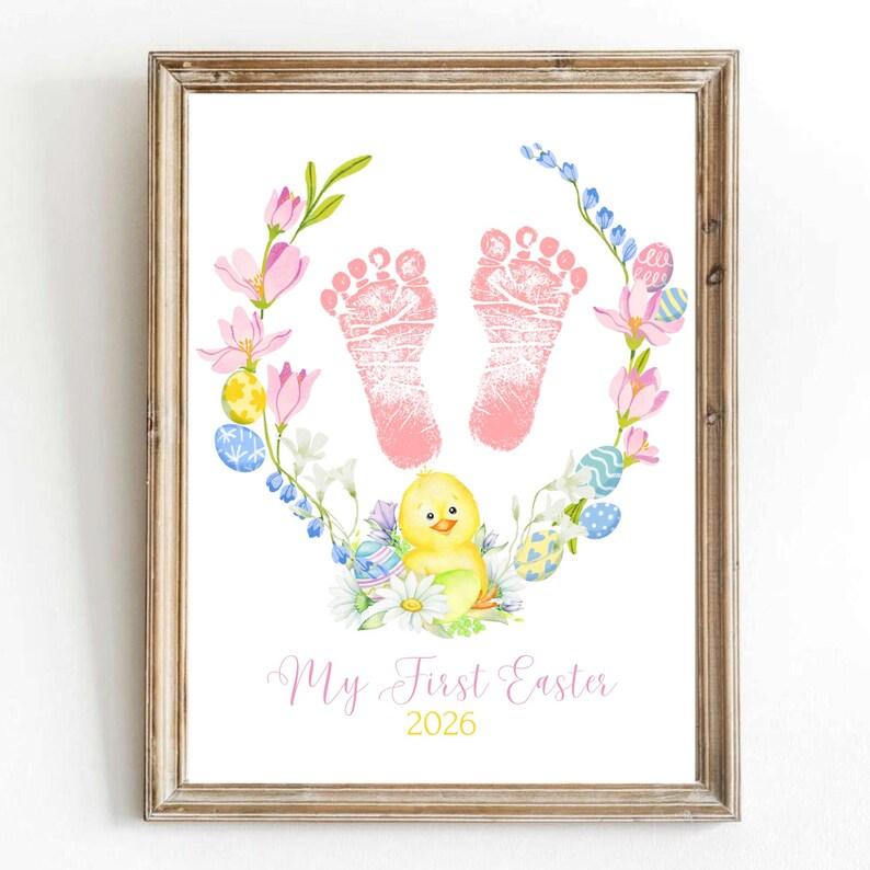 My First Easter Baby Handprint Footprint Printable Keepsake Art Craft ...