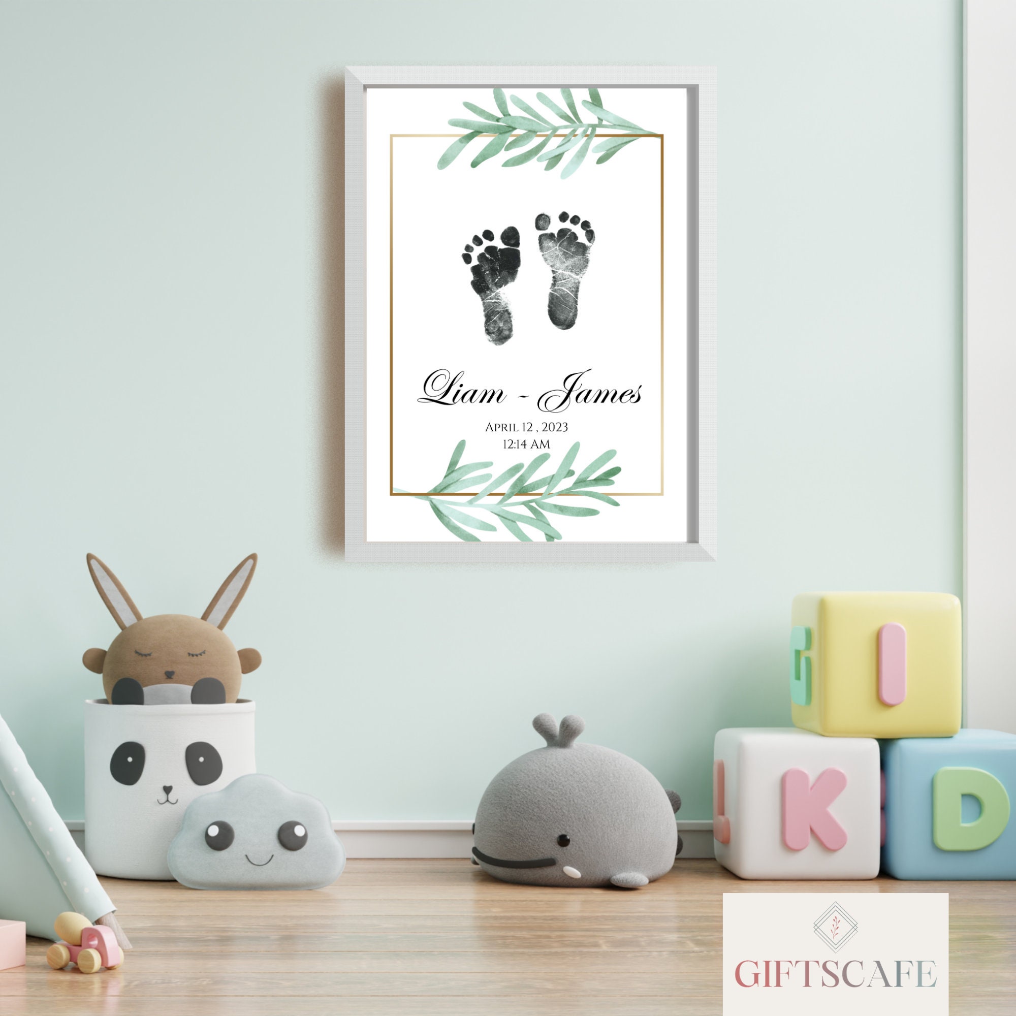 Baby Footprint Kit Gold Frame Newborn Footprint Frame Baby Name Reveal ...