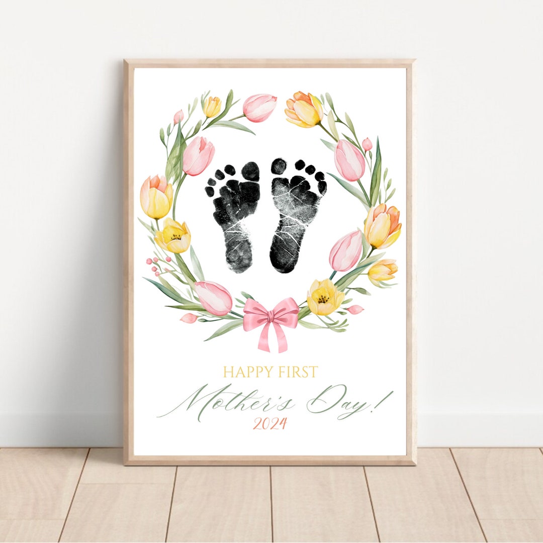 My First Mother's Day Footprint Art, Baby First Mother's Day Handprint ...