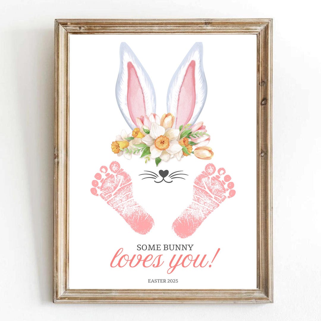 Printable EASTER Some Bunny Loves You, Easter Footprint Template ...
