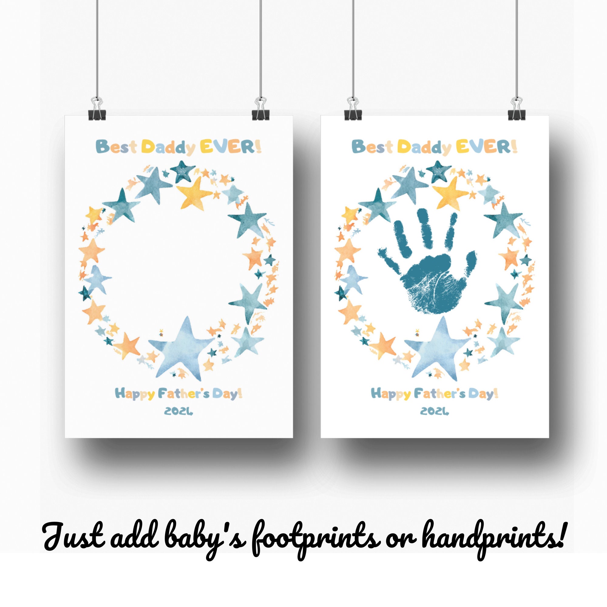 Printable Father's Day Gift Handprint and Footprint Craft Keepsake for ...
