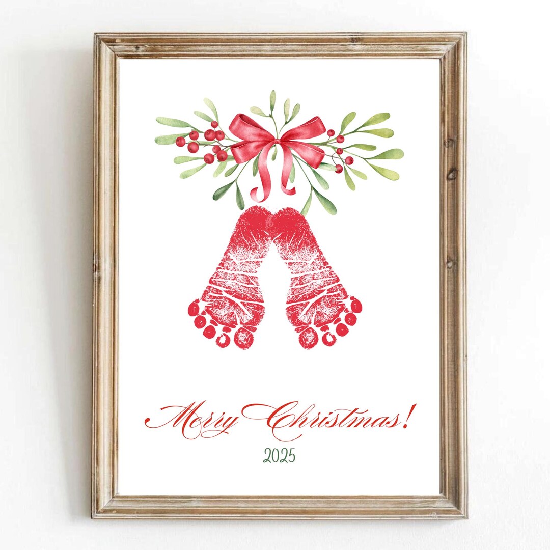 Printable Baby's First Christmas Footprint Keepsake, Newborn Baby ...