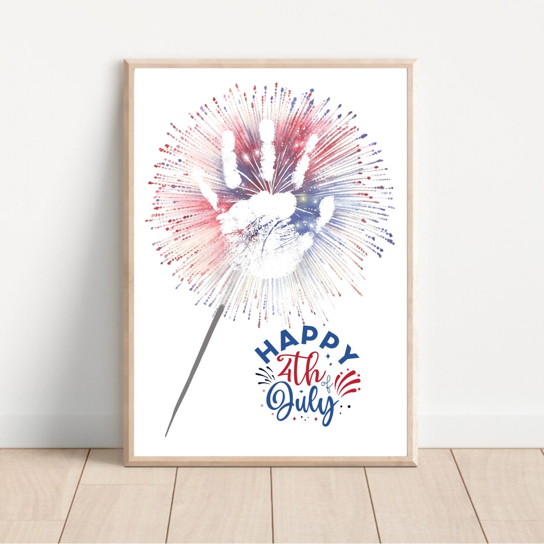 Happy 4th of July Handprint Fireworks Printable for Baby or Toddler ...