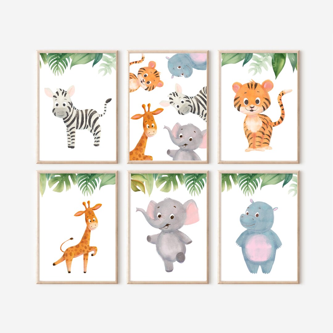Printable Safari Nursery Decor, Jungle Animals Digital Posters, Nursery ...