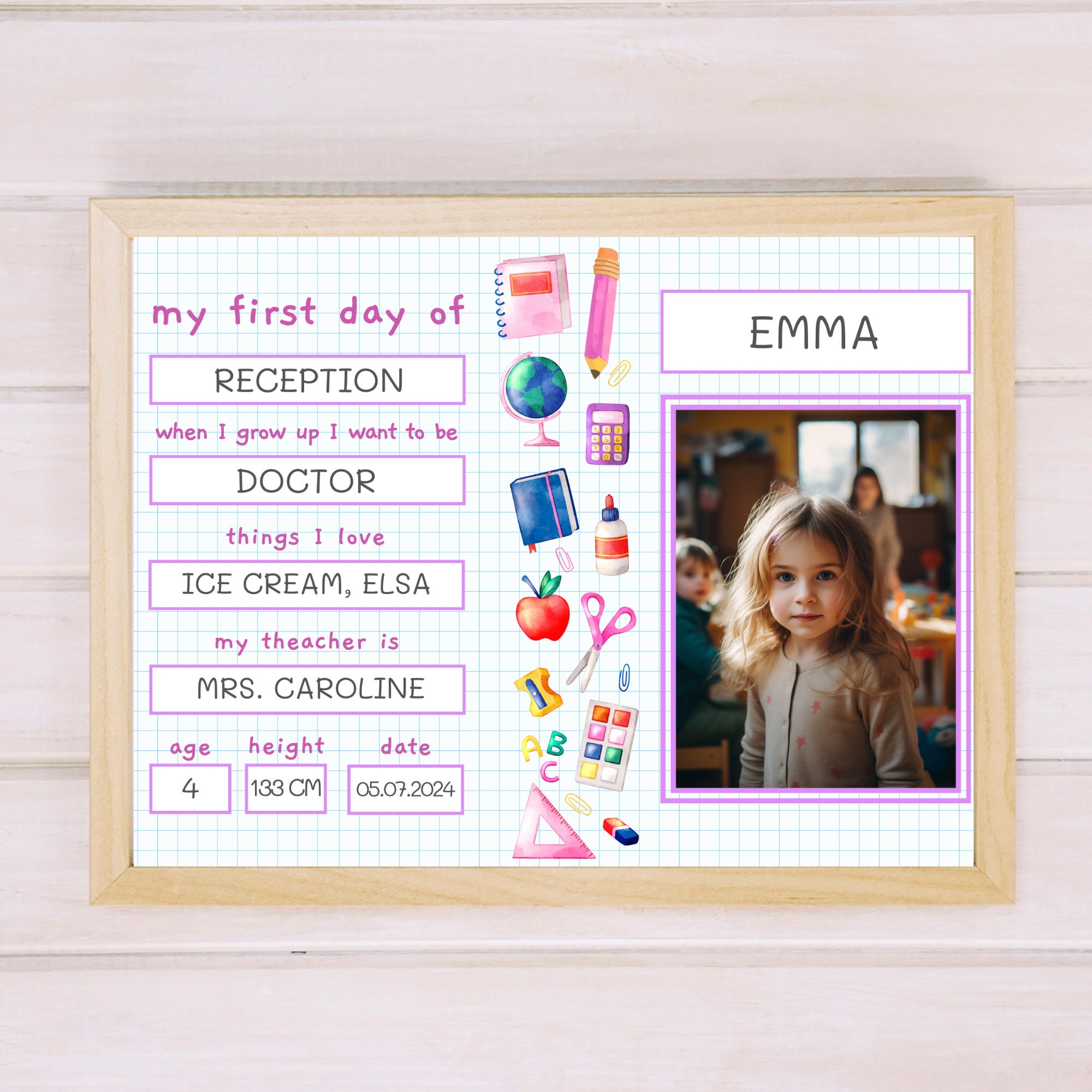 Printable My 1st First Day School Sign, Photo DIY Art Craft ...