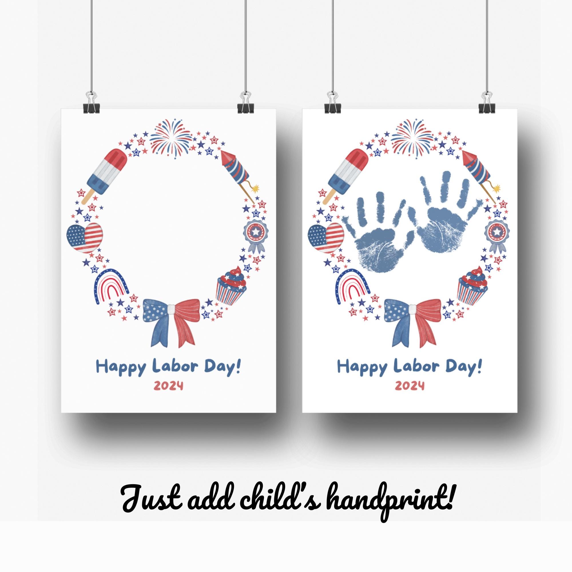 Printable Labor Day Handprint, Labor Day 2024, Handprint Art, Patriotic ...
