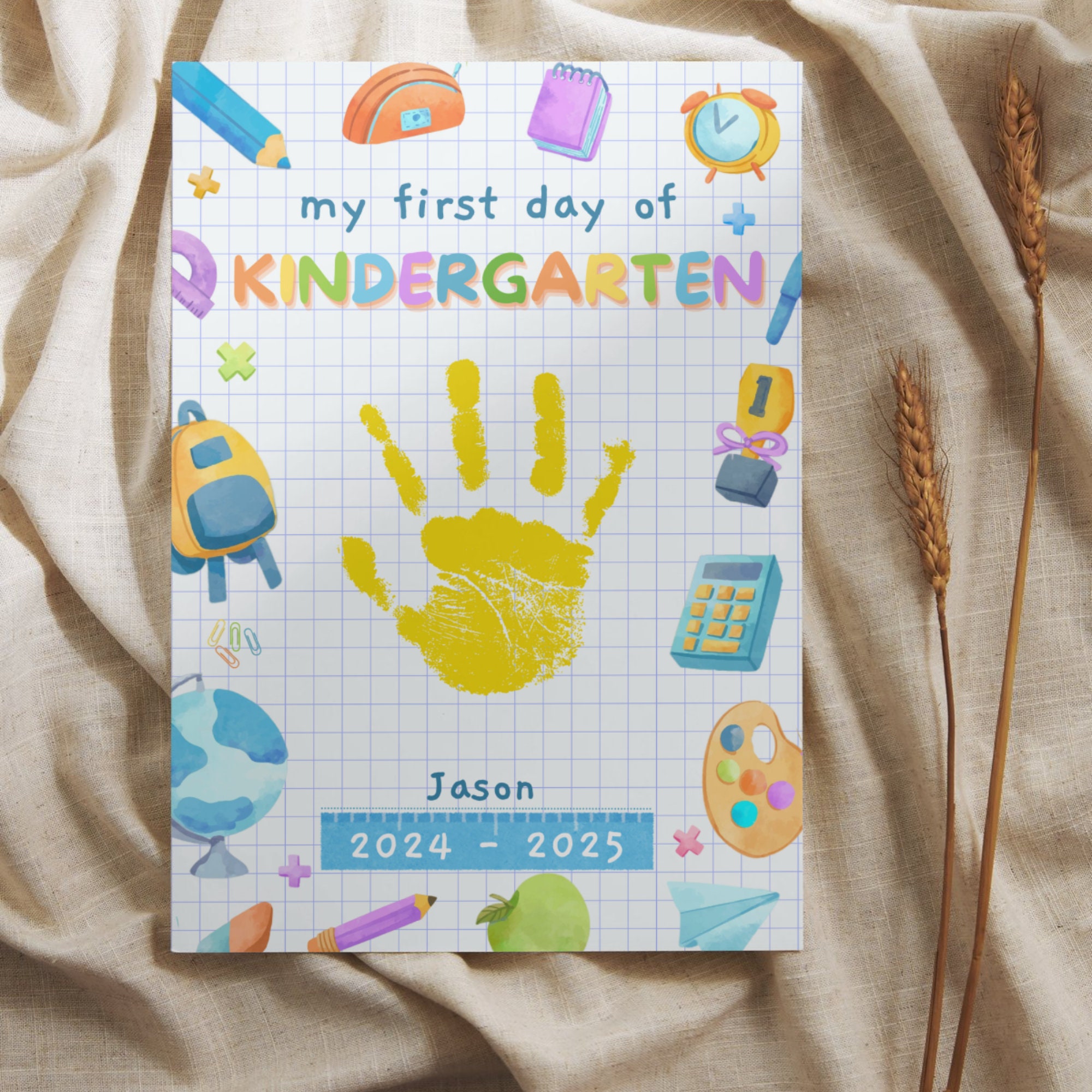 Printable First Day of School Handprint, Back to School, Memorable ...