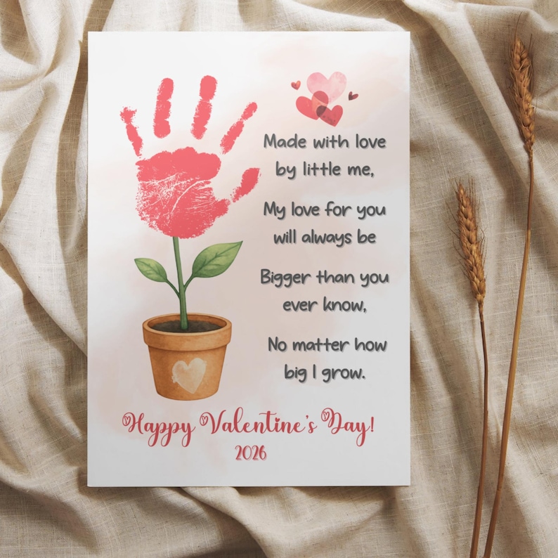 Valentine’s Day Handprint Flower Printable Kids Poem Art - Etsy
