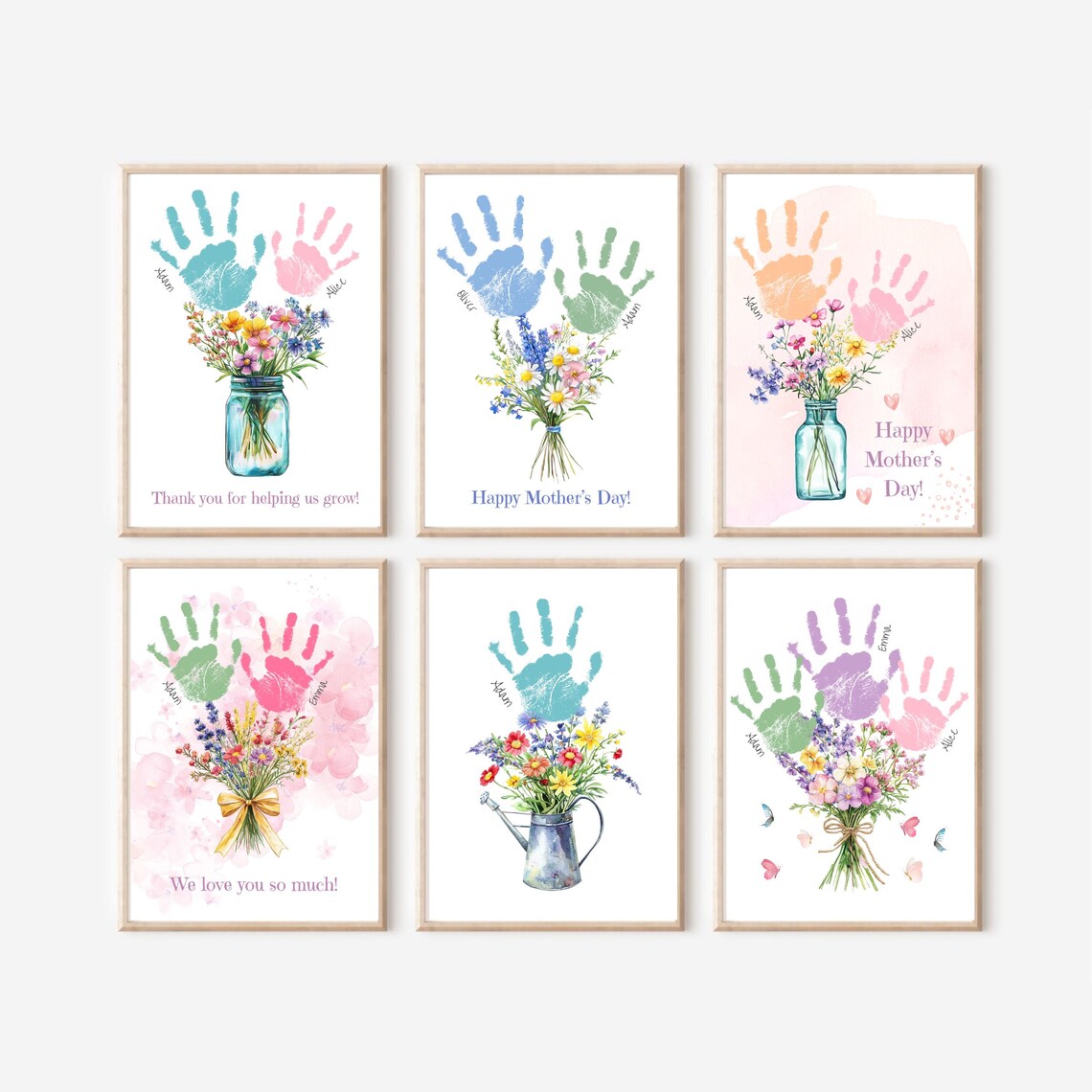 Mother's Day Flower Handprint Art Bundle: DIY Keepsake Gift (printable ...