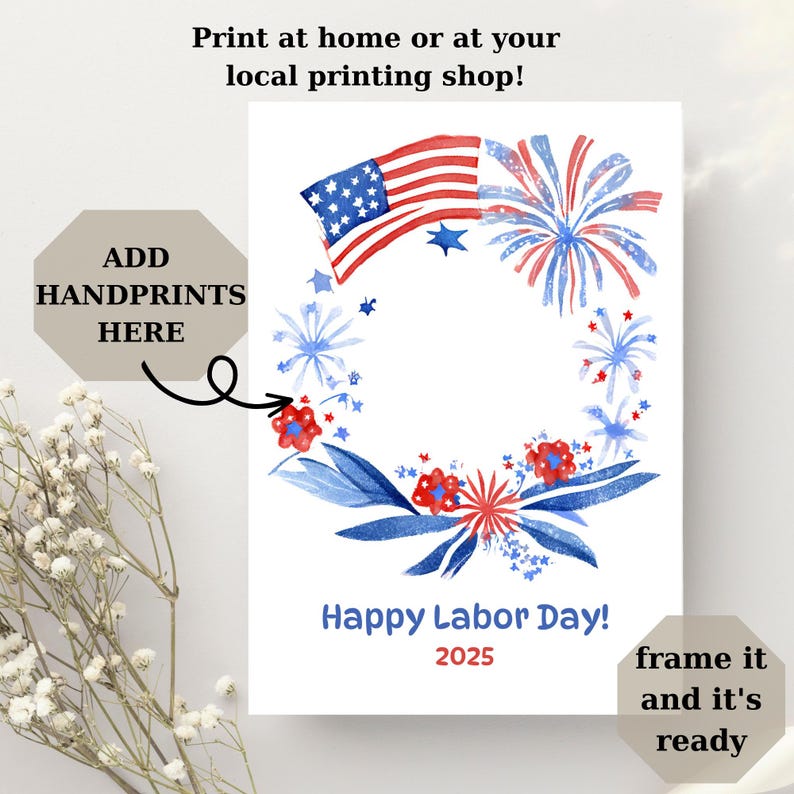 Printable Labor Day Handprint Art Craft, Printable Labor Day Activity ...