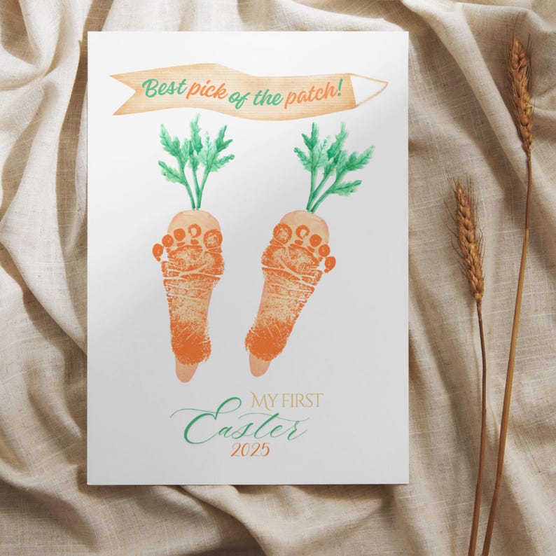 Baby's First Easter Footprint Art: Carrot Patch Keepsake (digital ...