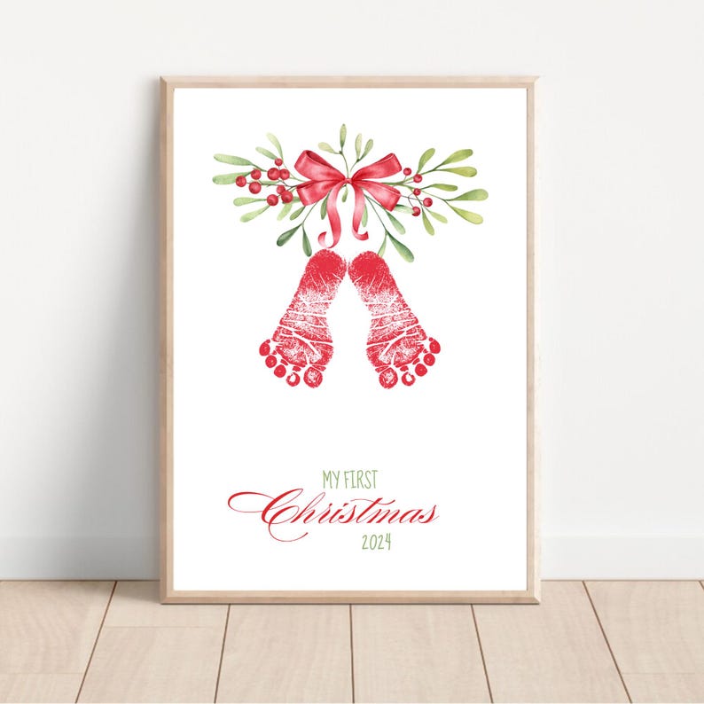 Printable Mistletoes Footprint Art Printable Template Grandparents ...