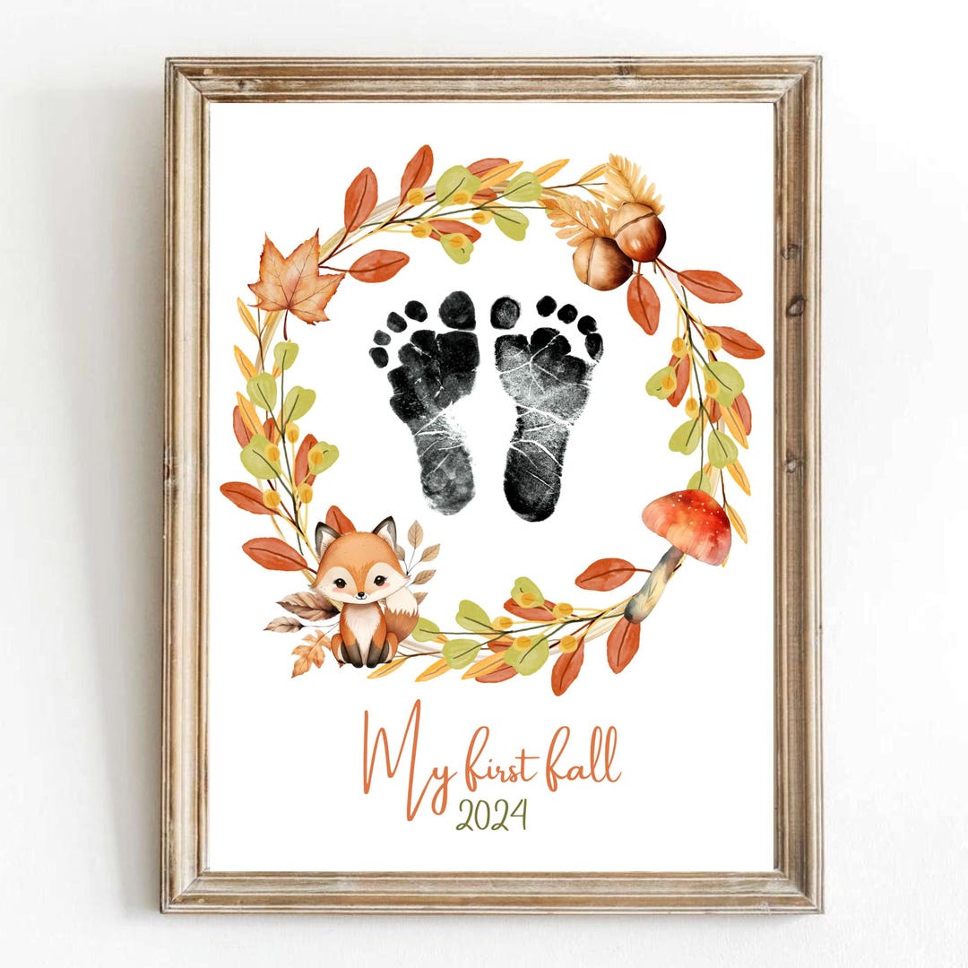 Printable My First Fall Footprint Art, My First Autumn Handprint Craft ...