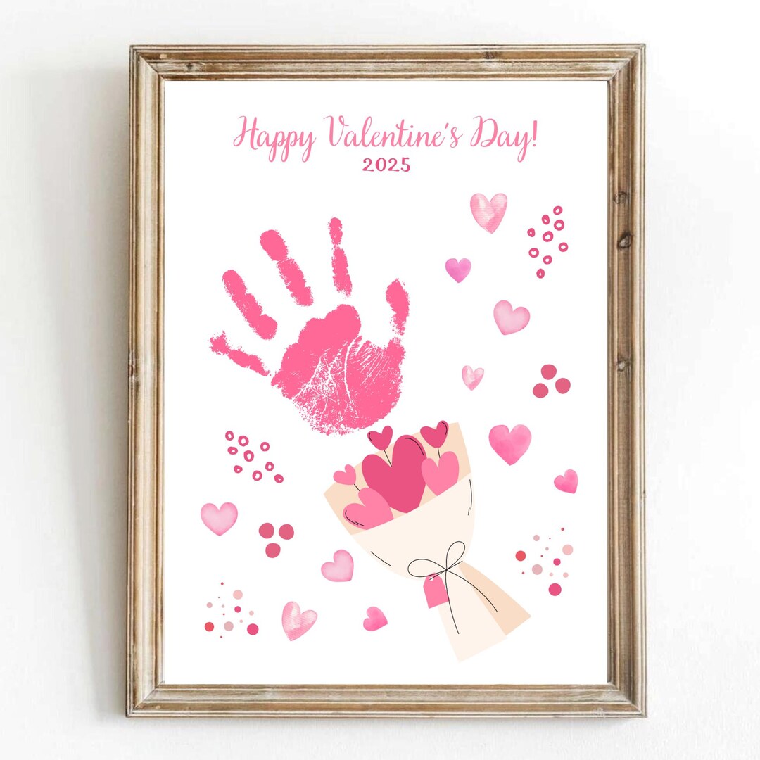 Printable My First Valentine, Handprint Heart Love, Happy Valentine's ...