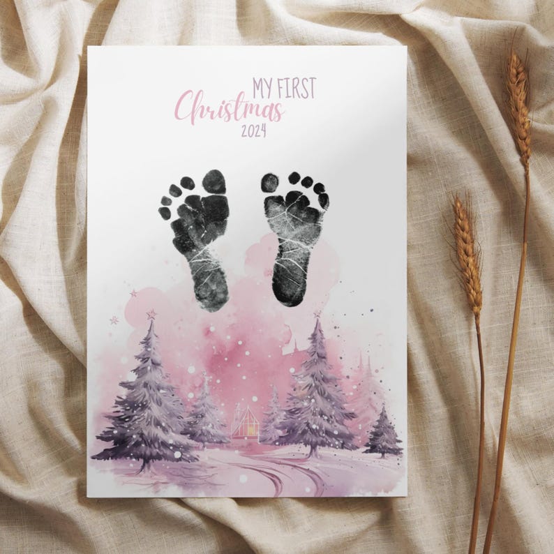 Printable My First Christmas Footprint Art, Baby First Christmas ...