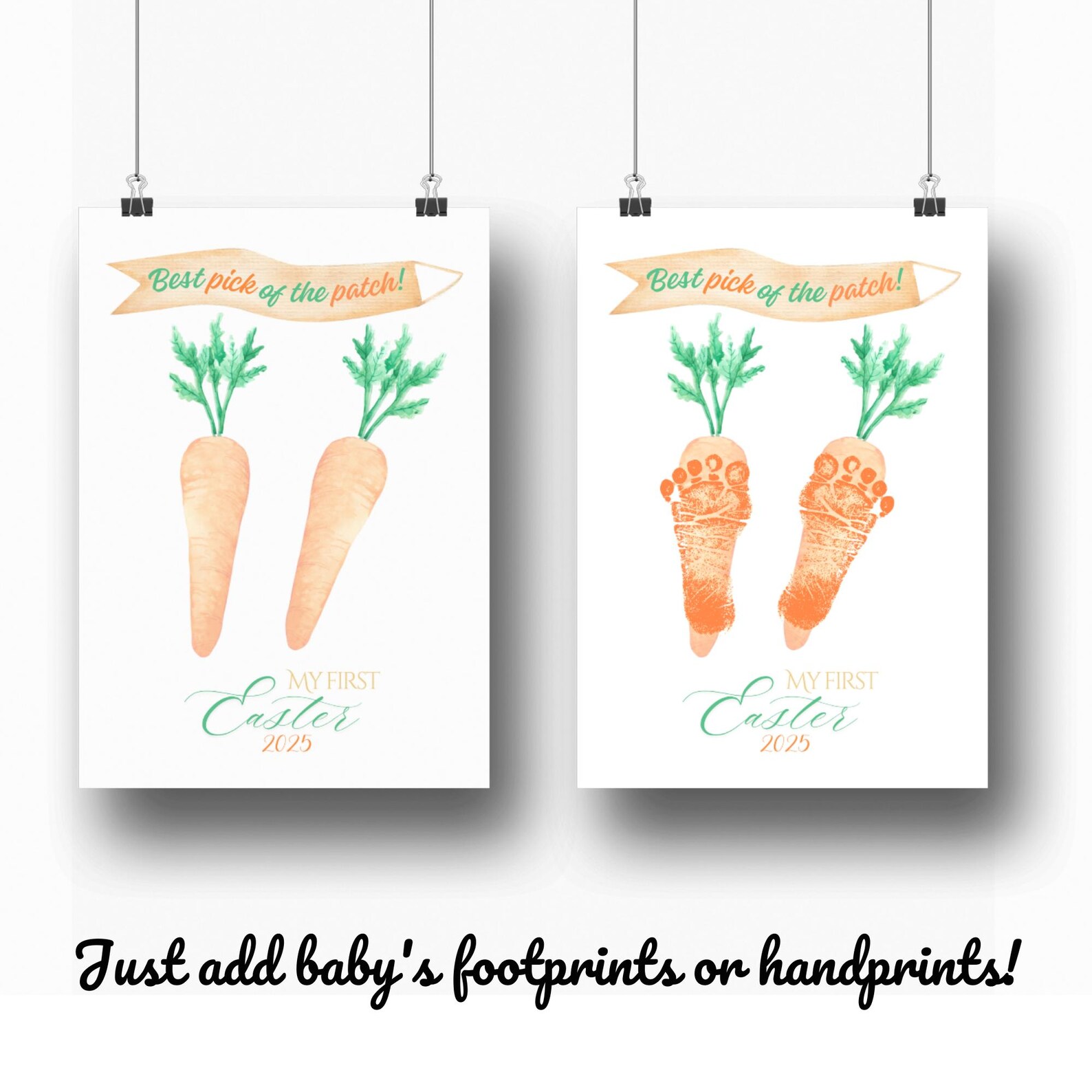 Baby's First Easter Footprint Art: Carrot Patch Keepsake (digital ...