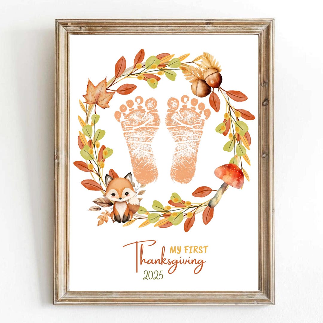 First Thanksgiving Footprint Art: Baby Keepsake Craft (digital Download ...