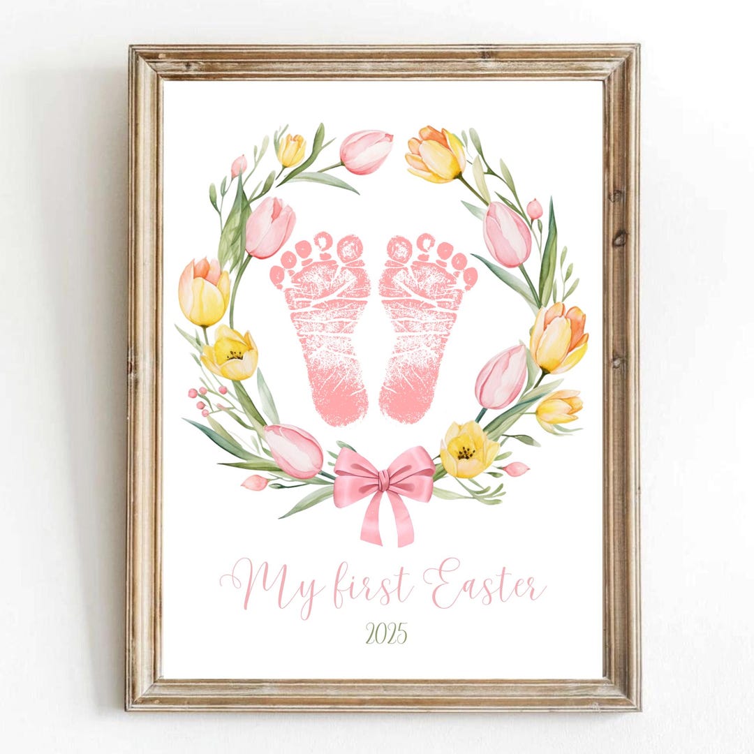 Printable My First Easter Activity Craft DYI Baby Footprint Kit, Easter ...