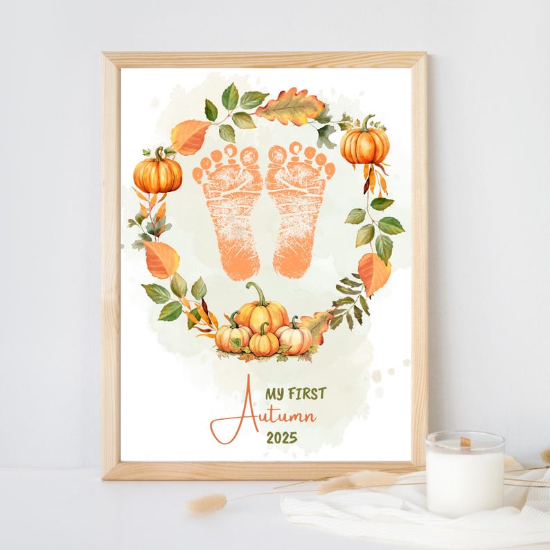 Baby's First Autumn Footprint Art: Thanksgiving Keepsake (digital ...
