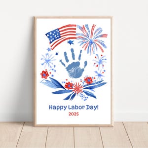 Printable Labor Day Handprint Art Craft, Printable Labor Day Activity ...