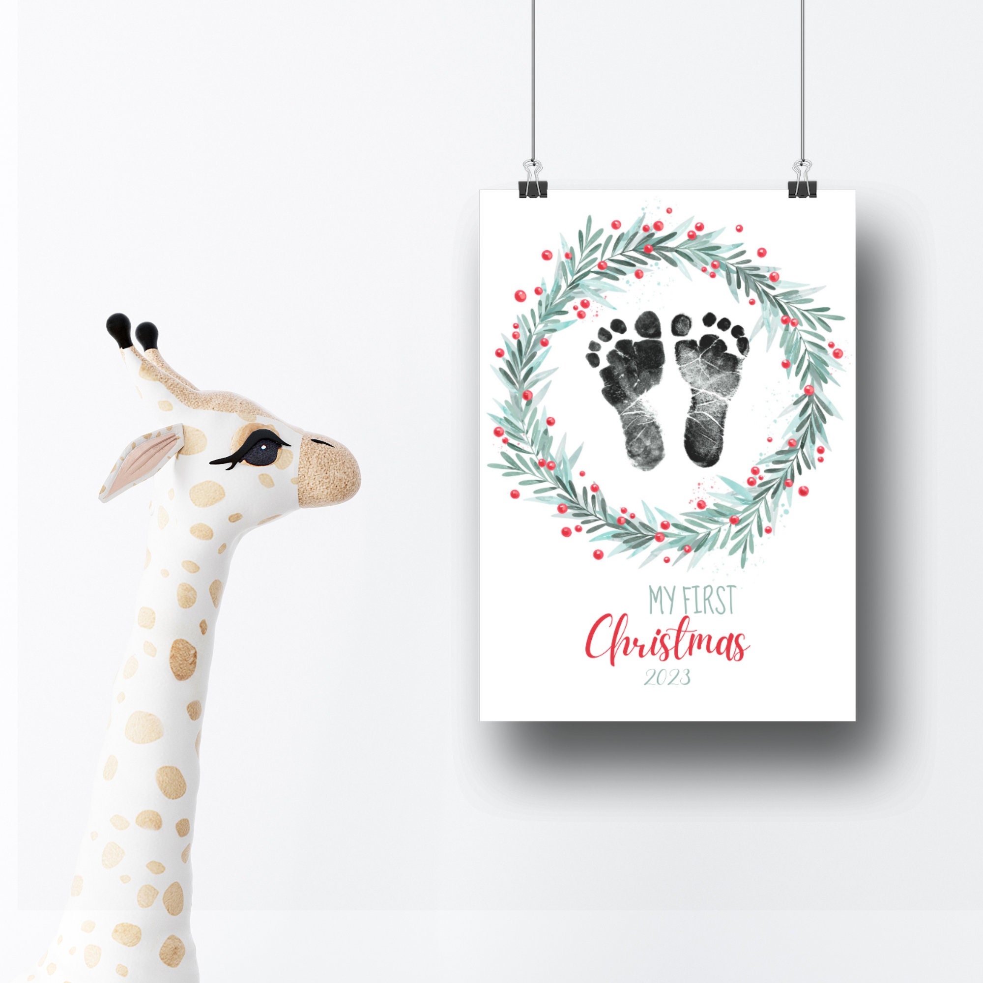 My First Christmas Footprint Art, Baby First Christmas Handprint Craft ...