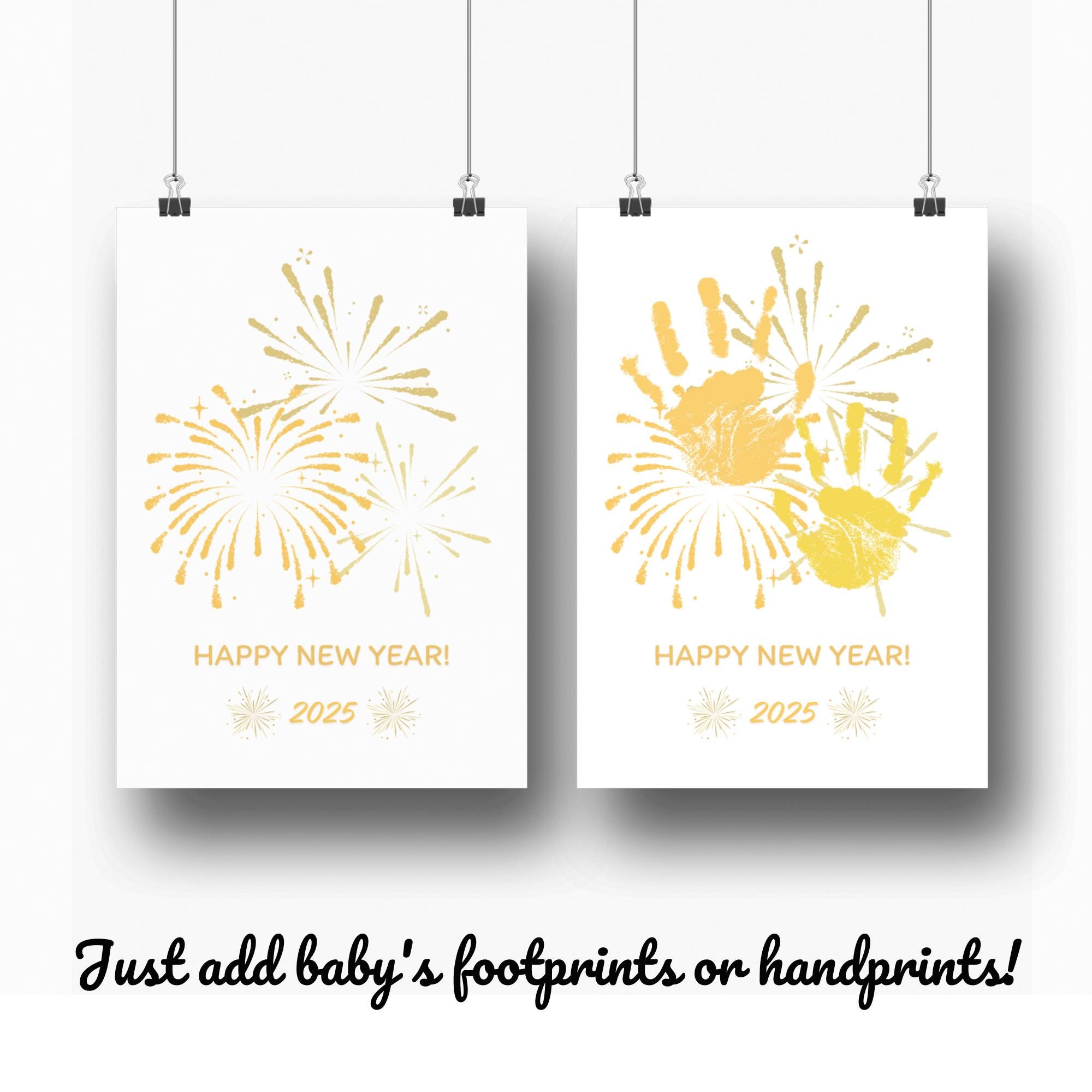 Printable Happy New Year 2025 Handprint or Footprints Christmas Craft ...