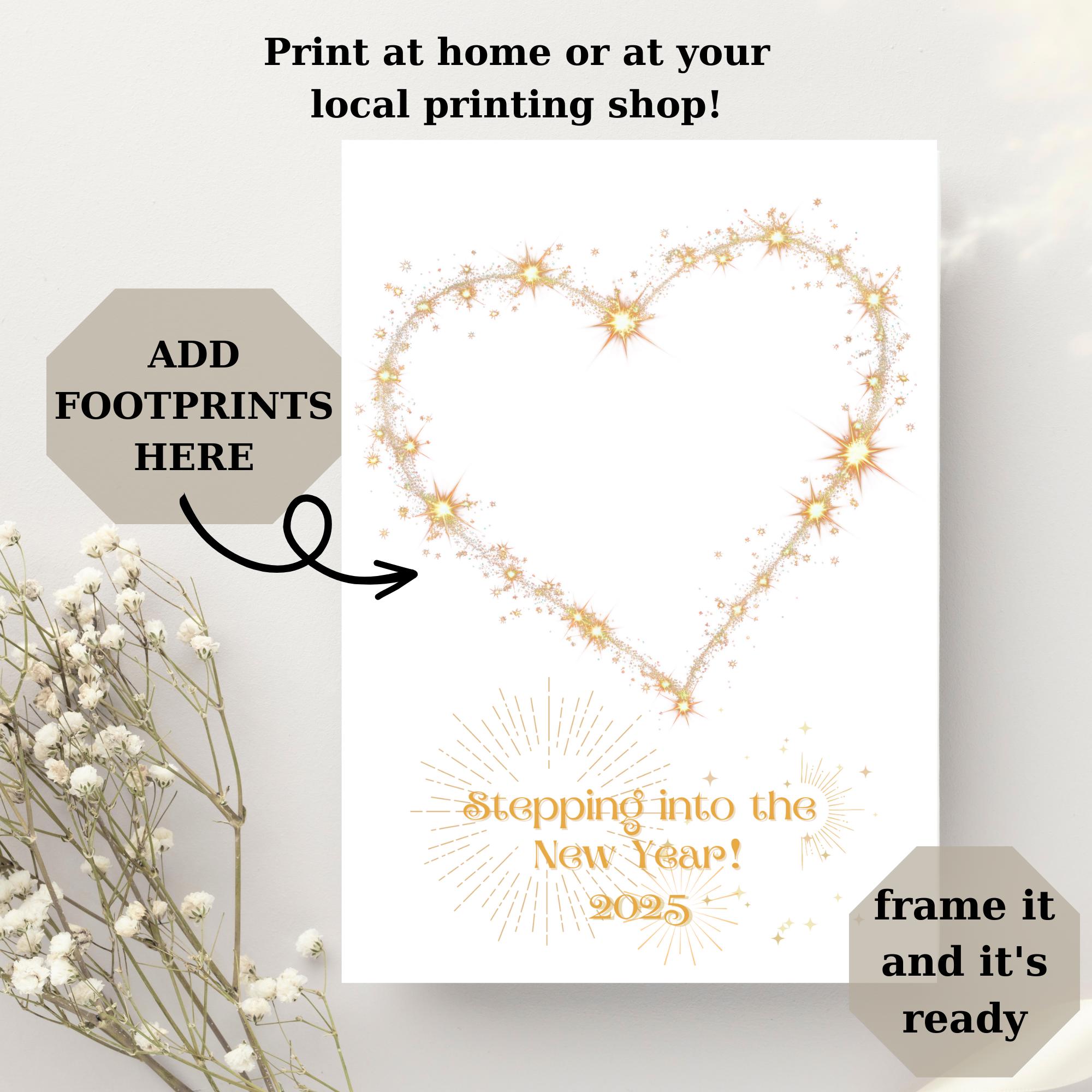 Printable Happy New Year 2025 Art, New Years Day Activity, Footprint ...