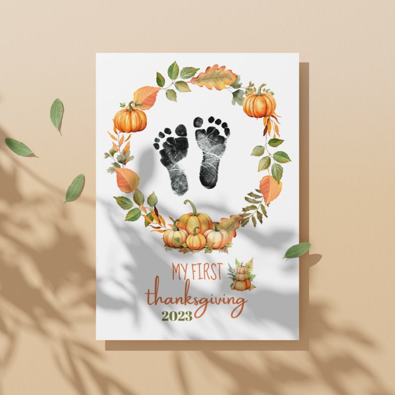 My First Thanksgiving Footprint Art, My First Thanksgiving Handprint ...