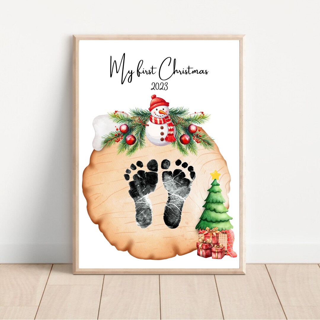 My First Christmas Footprint Art Baby First Christmas - Etsy