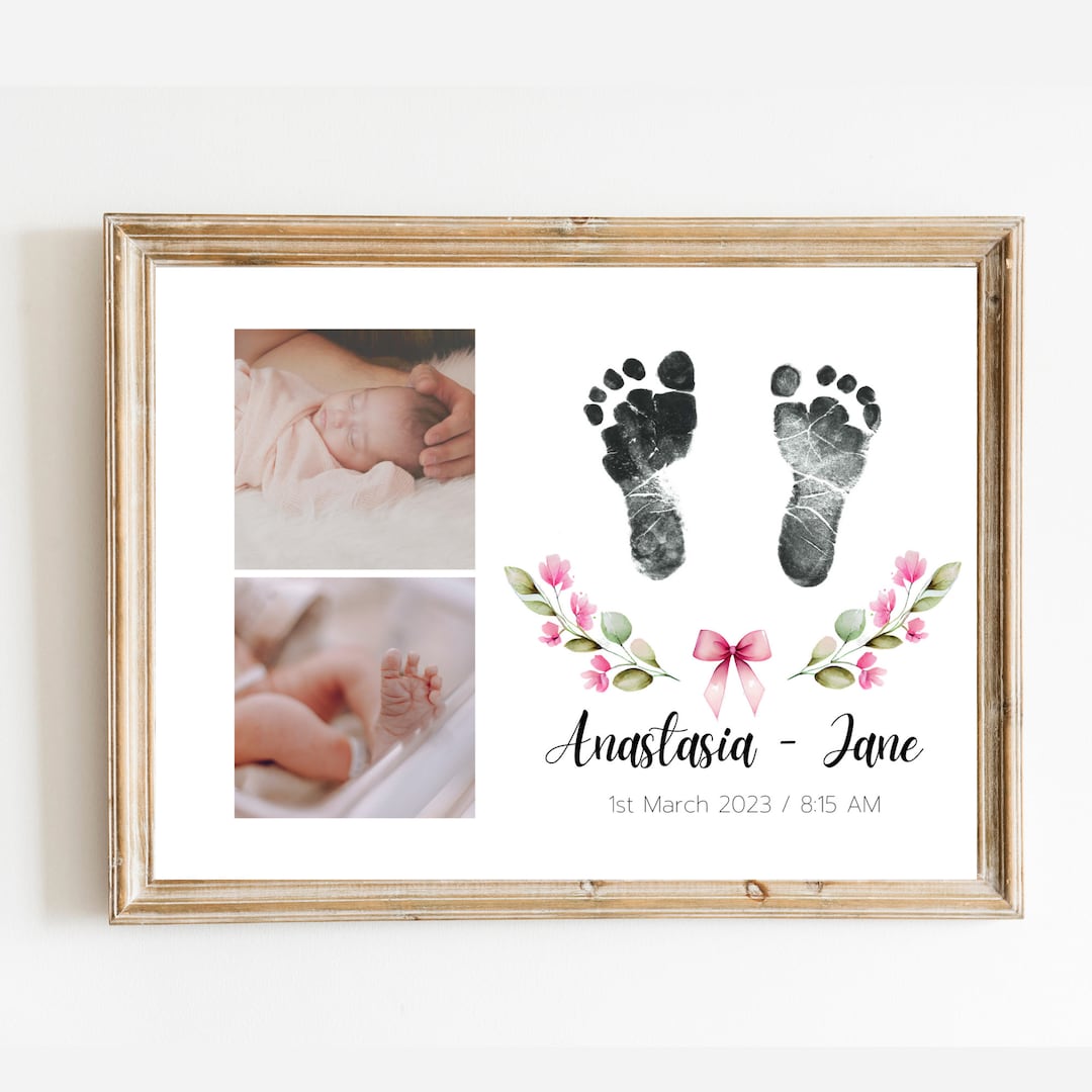 Baby Footprint Kit Newborn Footprint Frame Baby Name Reveal First ...