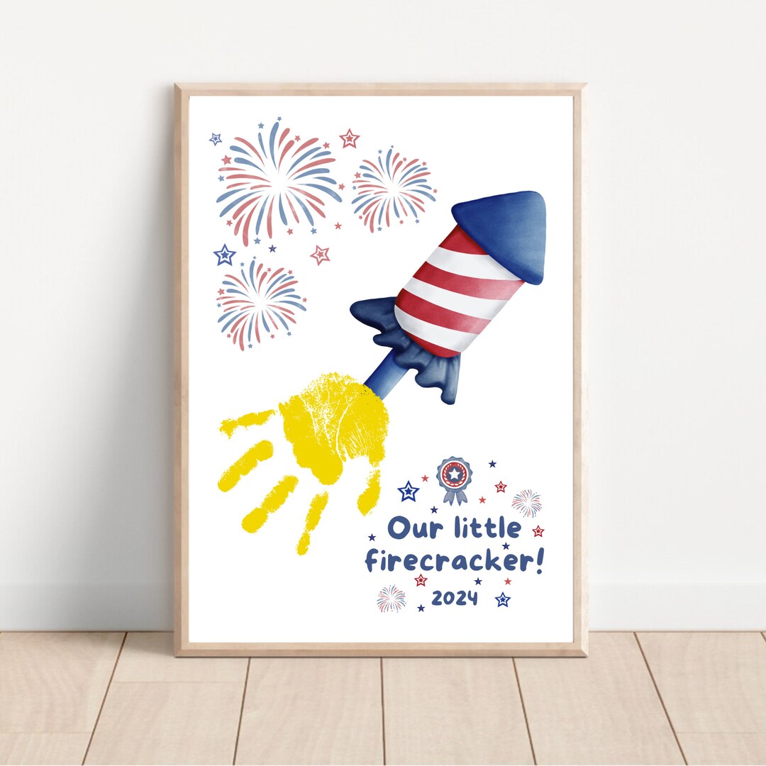 Happy 4th of July Handprint Fireworks Printable for Baby or Toddler ...