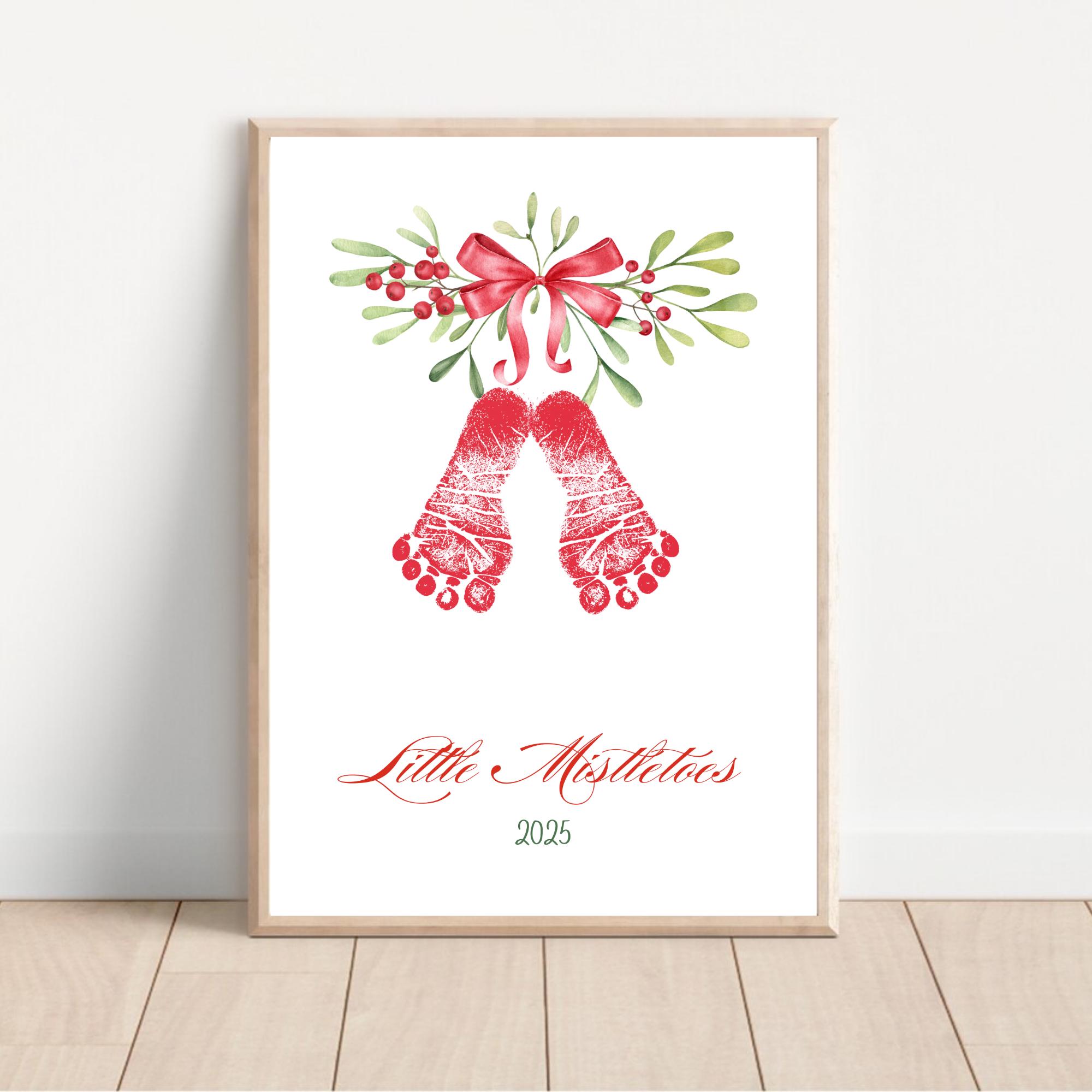 Mistletoe Footprint Art: Baby's First Christmas Keepsake (digital ...