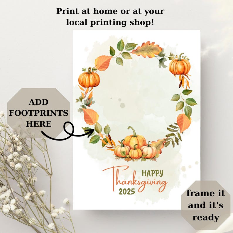 My First Thanksgiving Footprint Art: Baby Keepsake (digital Download ...