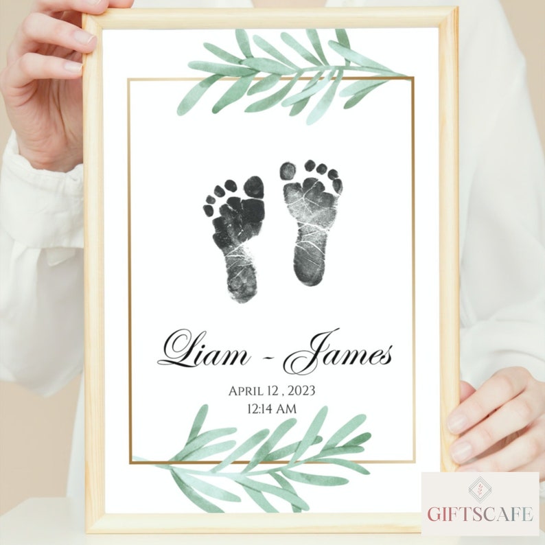 Baby Footprint Kit Gold Frame Newborn Footprint Frame Baby Name Reveal ...