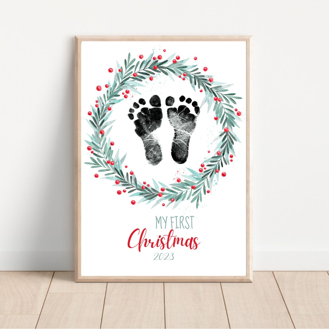 My First Christmas Footprint Art, Baby First Christmas Handprint Craft ...