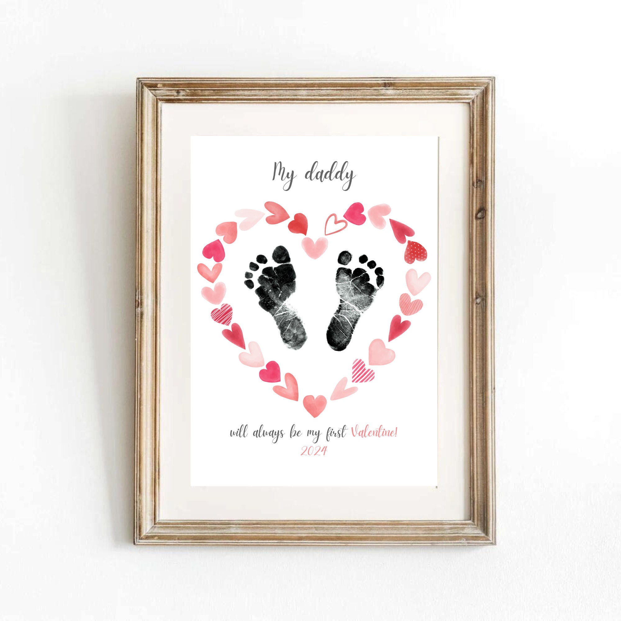 Daddy You're My First Valentine, Handprint Heart Love, Happy Valentine ...