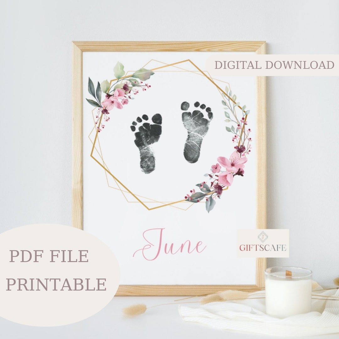Baby Footprint Kit Floral Blossom Newborn Footprint Frame - Etsy