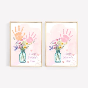 Mother's Day Flower Handprint Art Bundle: DIY Keepsake Gift (printable ...