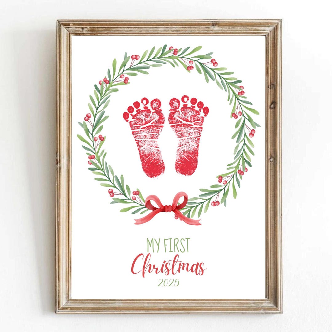 Printable My First Christmas Footprint Art Craft, Baby First Christmas ...