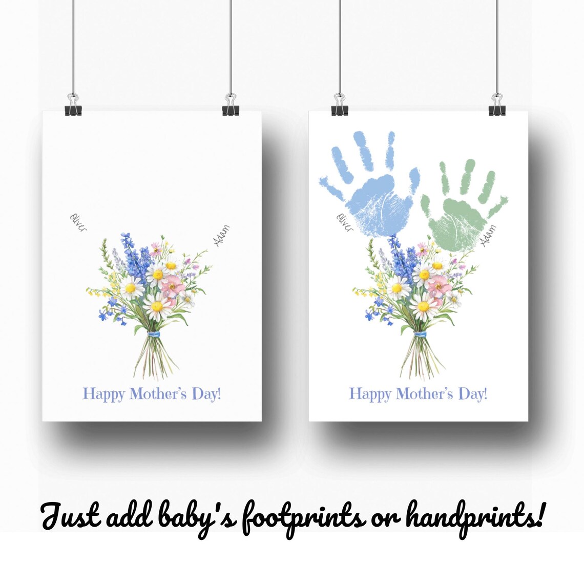 Mother's Day Flower Handprint Art Bundle: DIY Keepsake Gift (printable ...