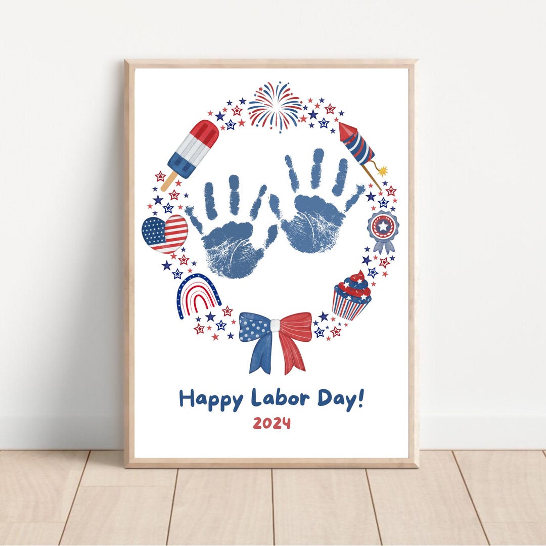 Printable Labor Day Handprint, Labor Day 2024, Handprint Art, Patriotic ...