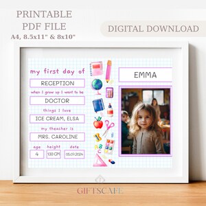 Printable My 1st First Day School Sign, Photo DIY Art Craft ...