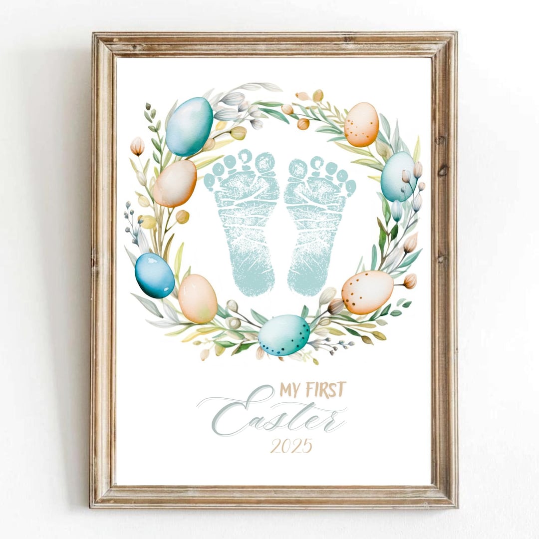 Printable My First Easter Activity Craft DYI Baby Footprint Kit, Baby ...