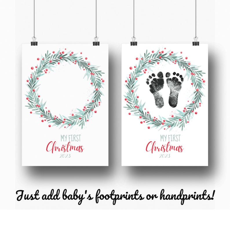 My First Christmas Footprint Art, Baby First Christmas Handprint Craft ...