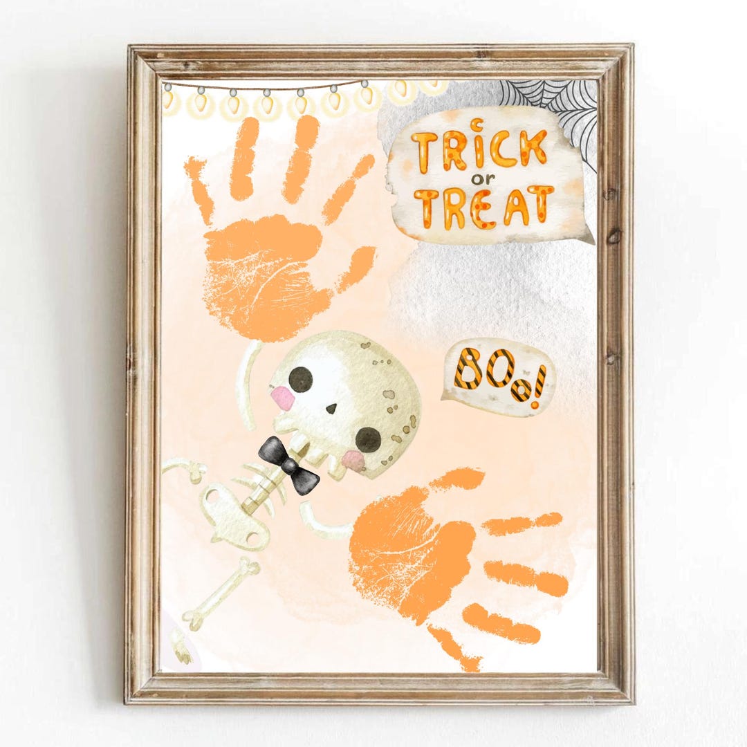 Printable My First Halloween Footprint Poster, Trick or Treat Skeleton ...
