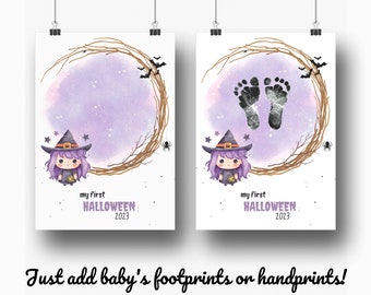 Halloween Handprint Art Craft Printable Footprint Kids Gift - Etsy