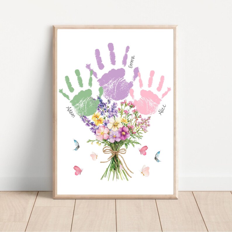 Mother's Day Flower Handprint Art Bundle: DIY Keepsake Gift (printable ...