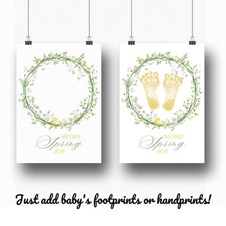 My First Spring Footprint Art: Kids Handprint Craft Keepsake (digital ...