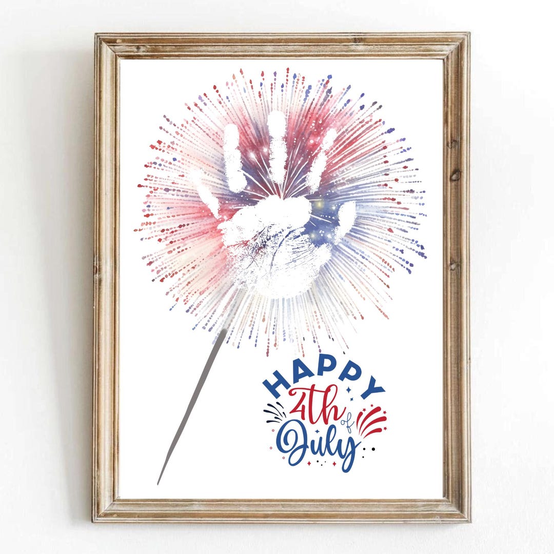 Happy 4th of July Handprint Fireworks Printable for Baby or Toddler ...