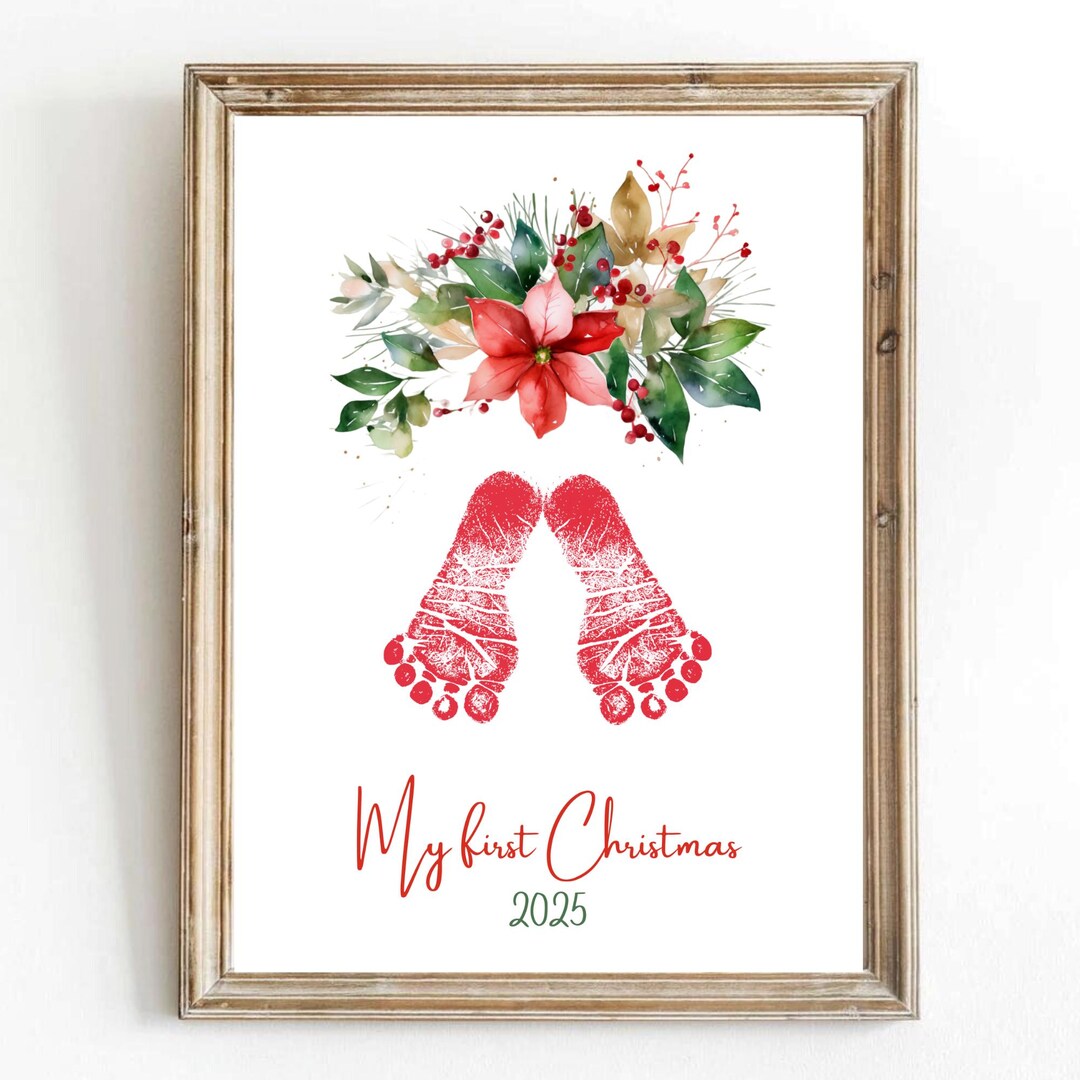 Printable Mistletoes Footprint Art Printable Template Grandparents ...